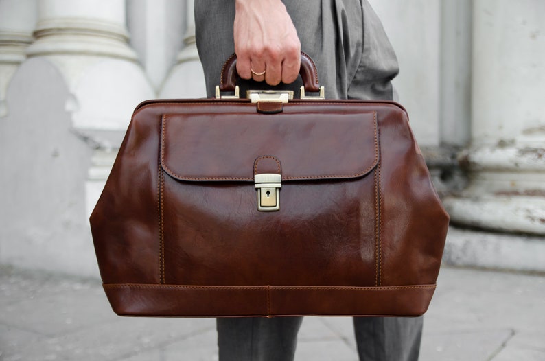 Leather Medical Bag for Men, Large Doctors Bag, Full Grain Top Handle ...