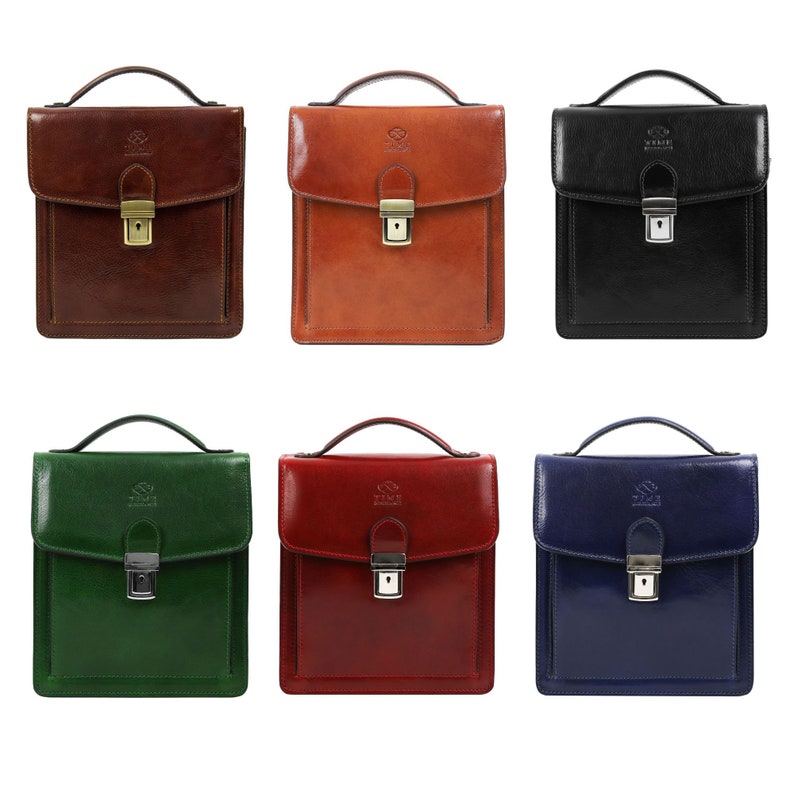 Small Leather Briefcase for Men Full Grain Leather Handbag - Etsy