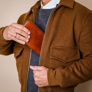 Long Leather Wallet, Coat Wallet for Men, Cardholder, Bitfold Wallet ...
