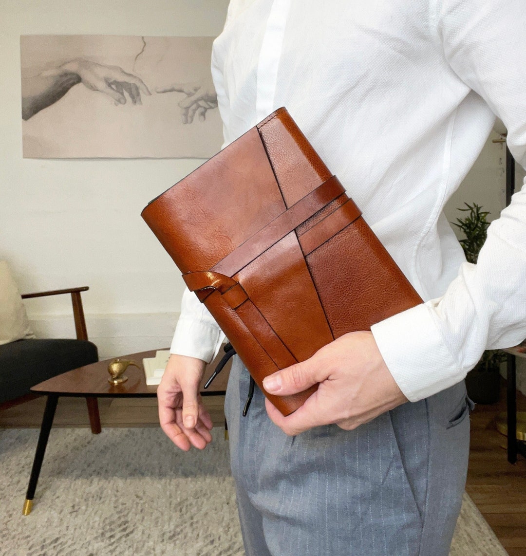 Leather Journal for Men, Refillable Cover, A5 Notepad, Personalized ...