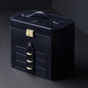 Blue Leather Jewelry Box, Large Jewellery Box, Jewellery Case ...