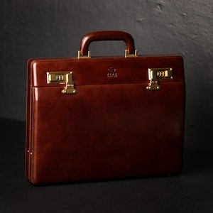 Brown Leather Attache Case, Hard-sided Briefcase, Code Lock Briefcase ...