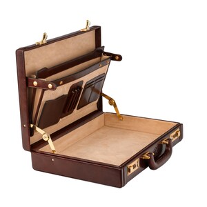 Attache Briefcase for Men, Hard Sided Briefcase, Brown Leather Attache ...