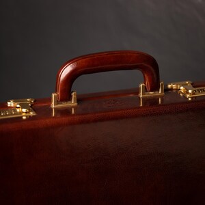 Attache Briefcase for Men, Hard Sided Briefcase, Brown Leather Attache ...