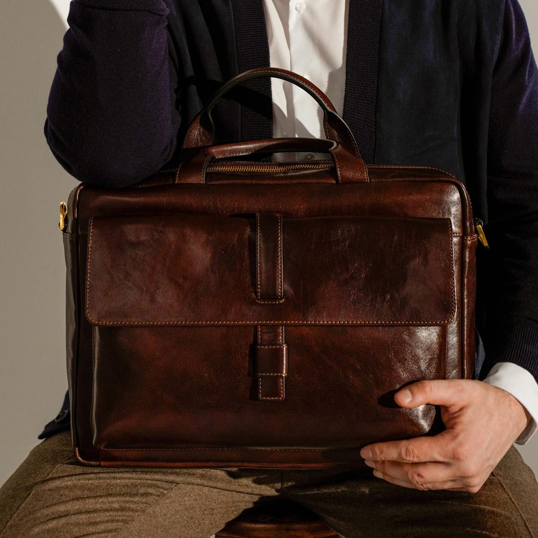 Large Messenger Bag for Men, Leather Briefcase, Genuine Leather Bag, 15 ...
