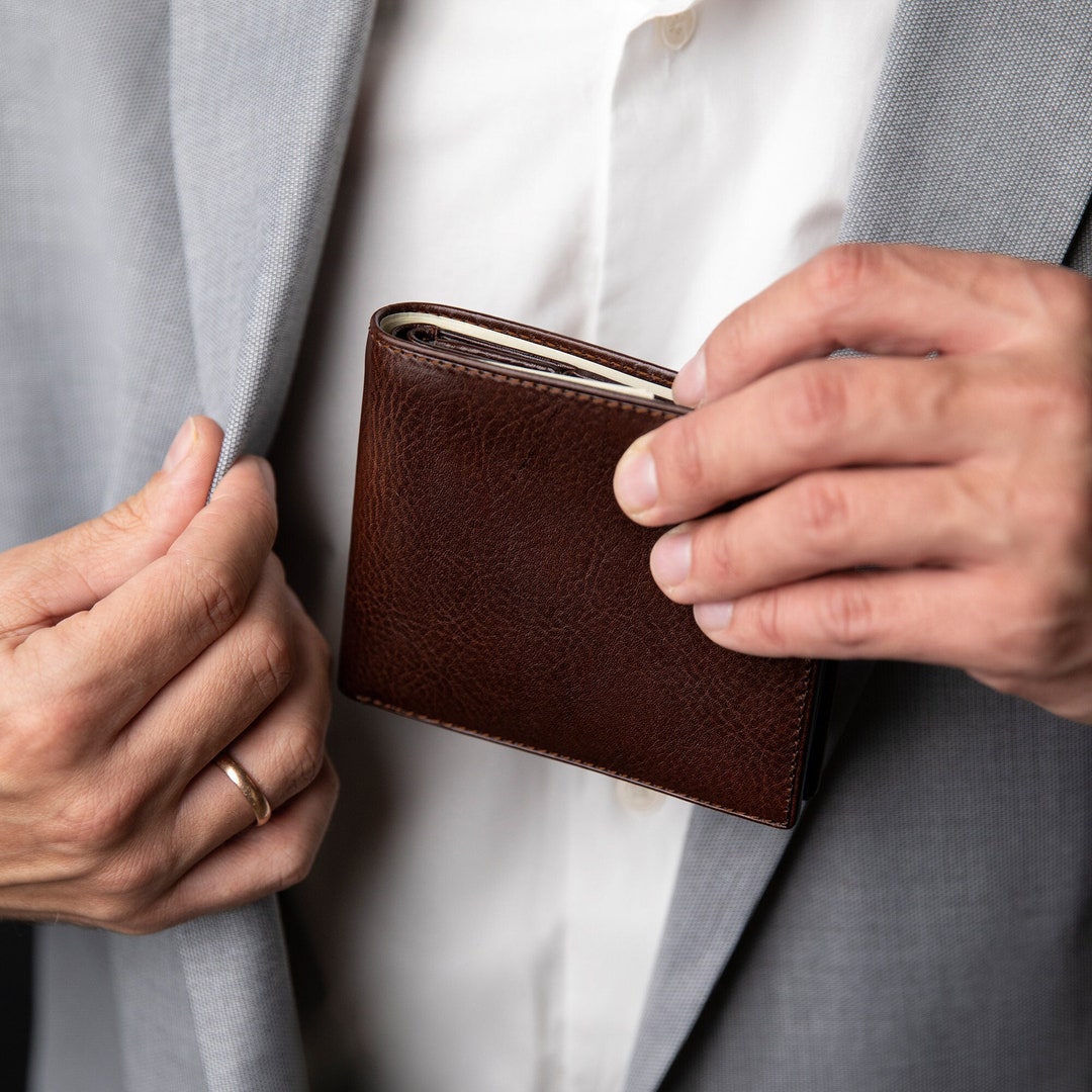 Leather Wallet for Men, Bifold Wallet, Genuine Leather Purse for Him ...