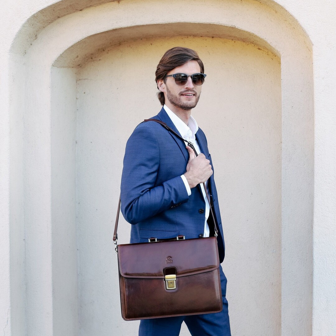 Lawyer Briefcase, Messenger Bag, Brown Laptop Case, Personalized ...