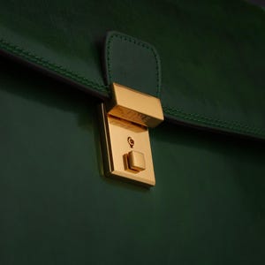 Green Leather Briefcase, Unisex Leather Handle Bag, Messenger Bag ...