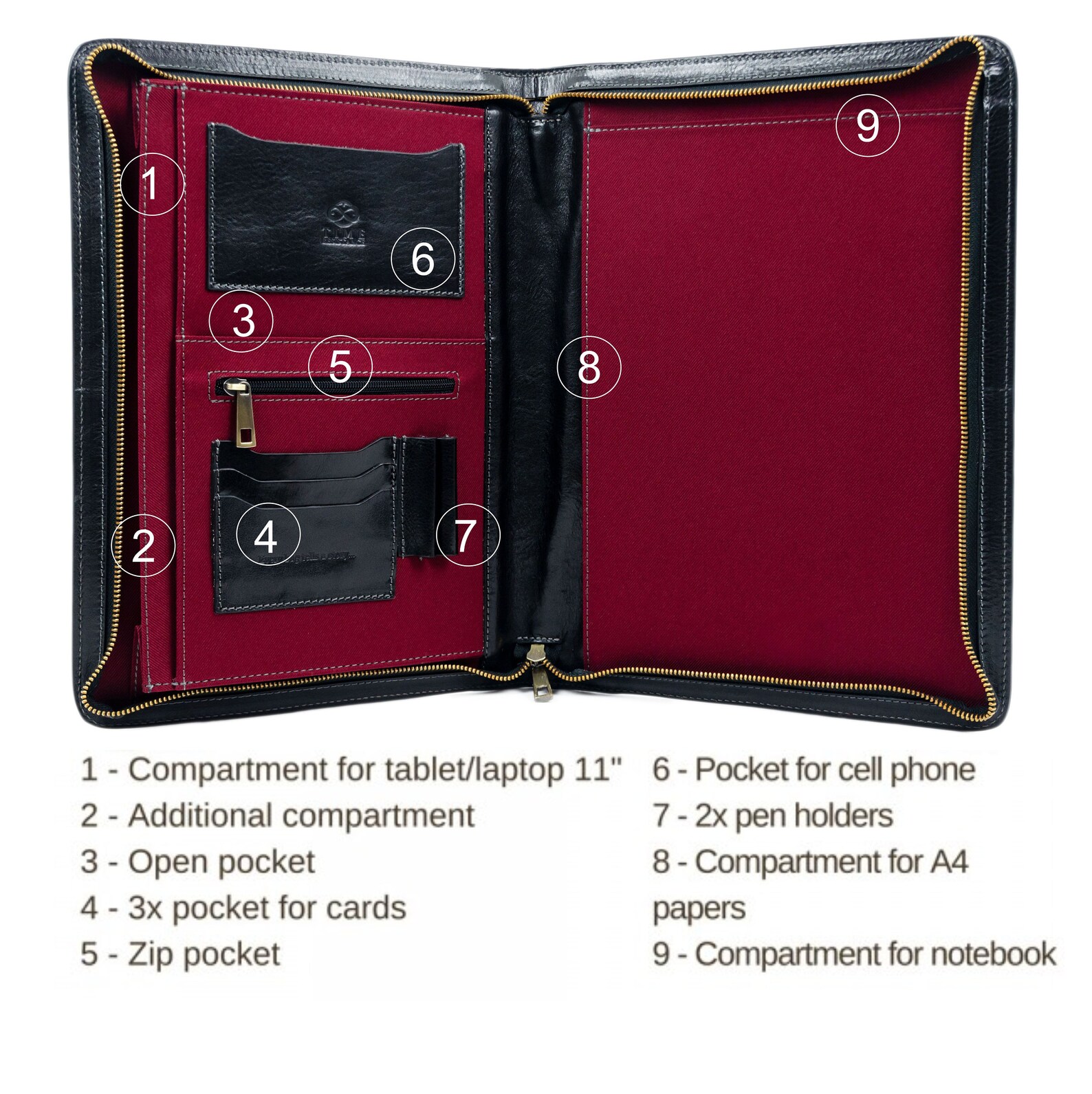 Black Leather Portfolio Zipper Men's Leather Padfolios - Etsy