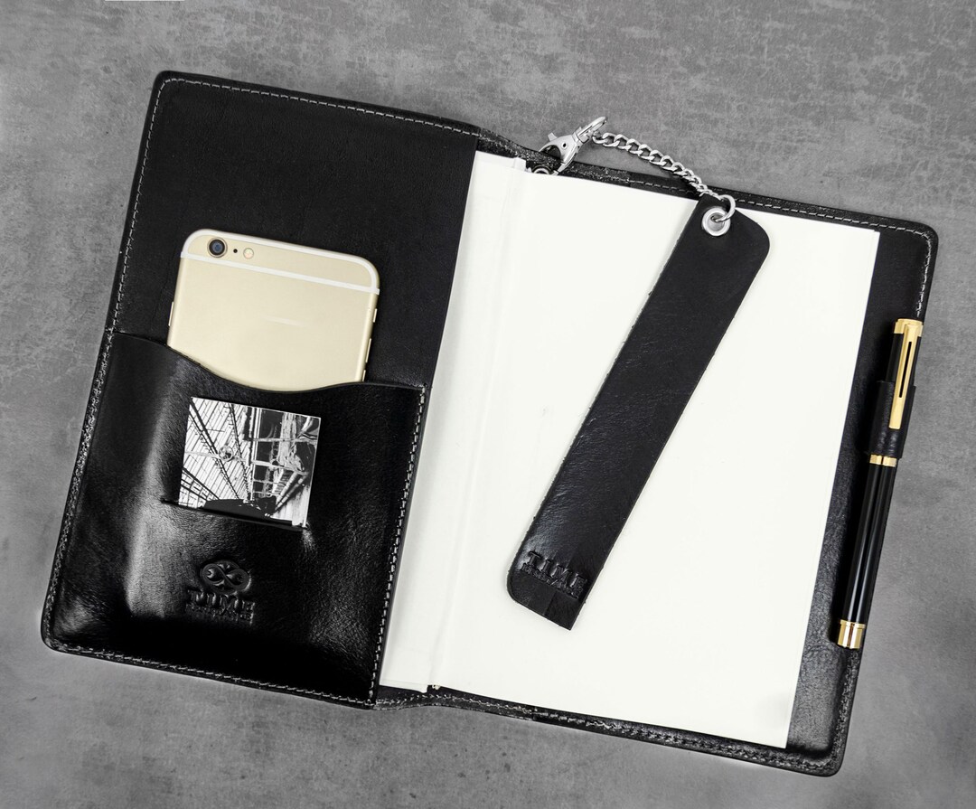 Black Leather Journal Cover A5 Personalized Notebook Cover - Etsy