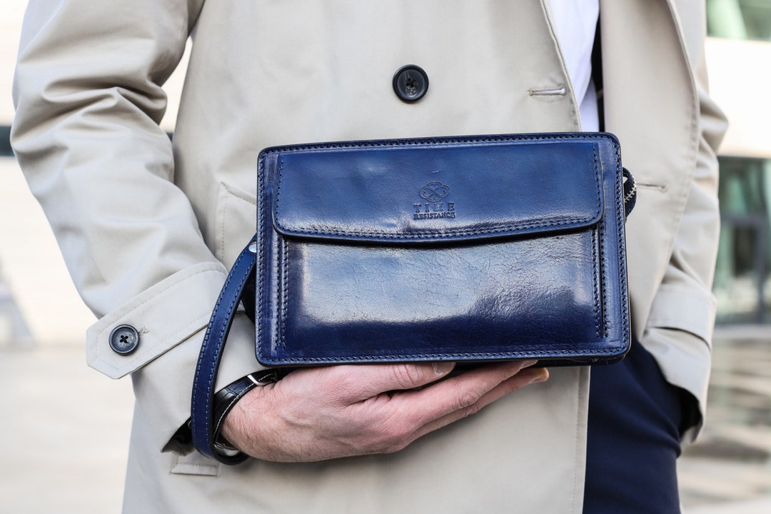 Leather Clutch for Men Full Grain Organizer Wrist Bag - Etsy