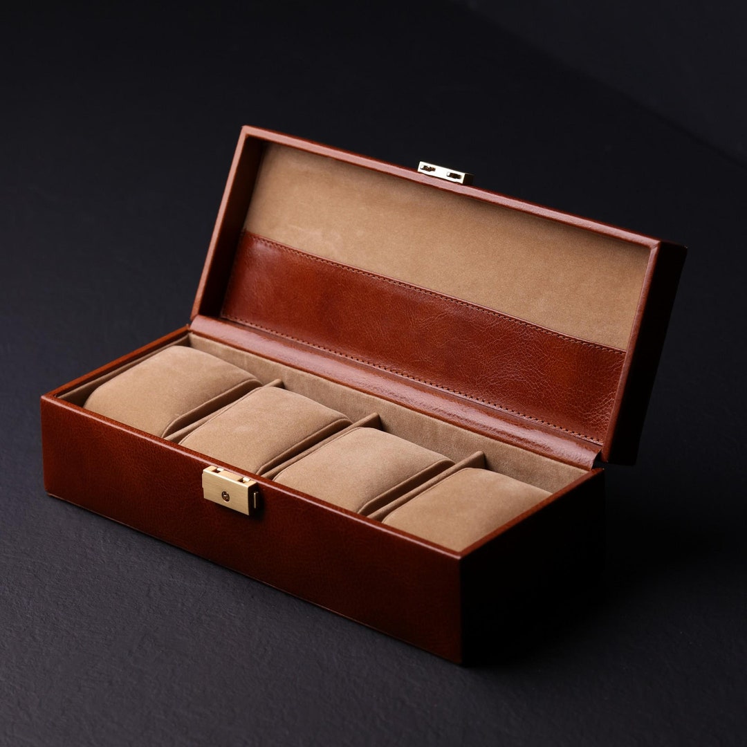Leather Watch Box, Mens Watch Holder, Wristwatch Storage Box ...