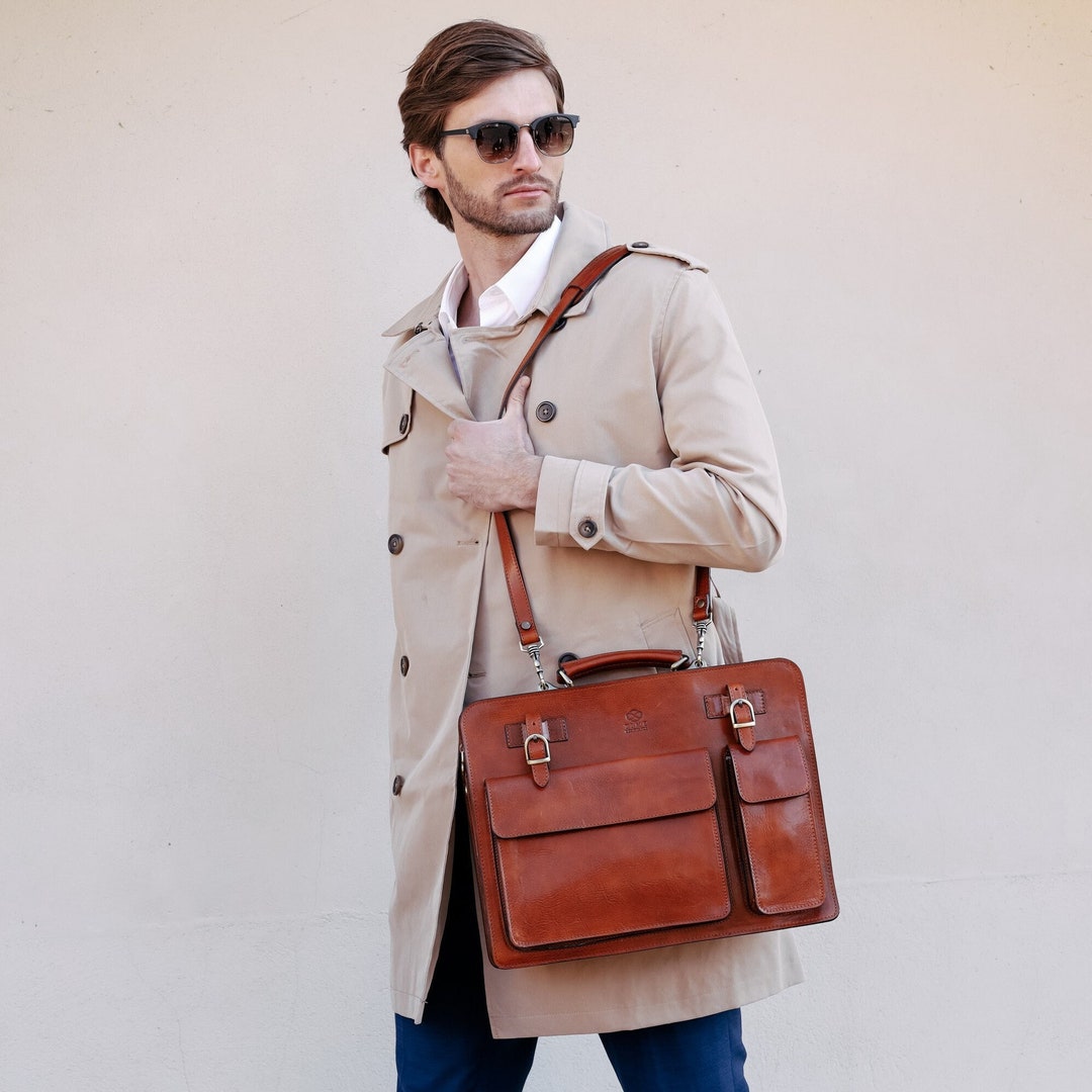Leather Briefcase for Men, Leather Satchel, Lawyers Bag, Genuine ...