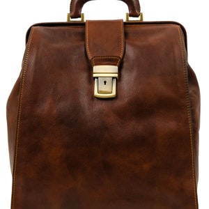 Large Leather Backpack for Men, Tan Leather Rucksack, Carry on Bag, 15 ...