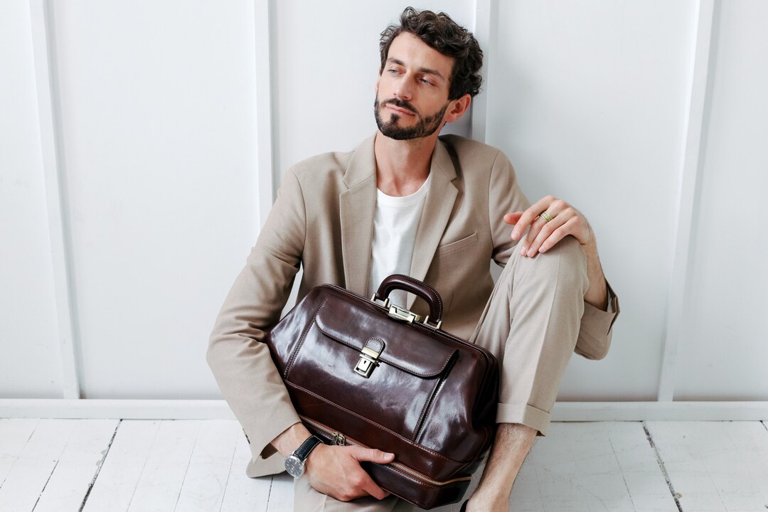 Brown Leather Doctor Bag, Medical Bag, Leather Gladstone Bag, Leather ...