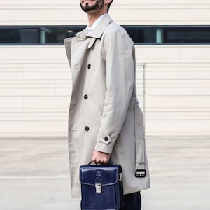 Small Blue Leather Briefcase for Men, Full Grain Leather Handbag, Men ...