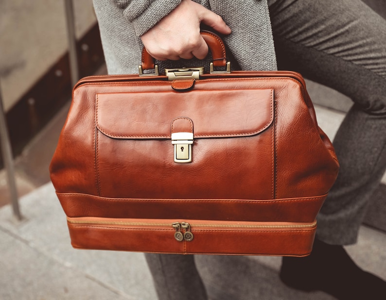 Leather Doctor Bag Men's Large Medical Bag Full Grain - Etsy