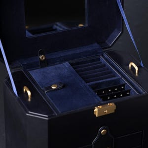 Blue Leather Jewelry Box, Large Jewellery Box, Jewellery Case ...