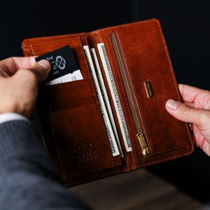 Long Leather Wallet, Coat Wallet for Men, Cardholder, Bitfold Wallet ...
