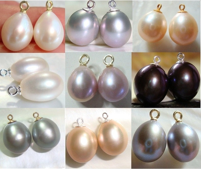 Natural Real Gray Teardrop Pearl Earring, Big Real Silvery Gray Drop ...