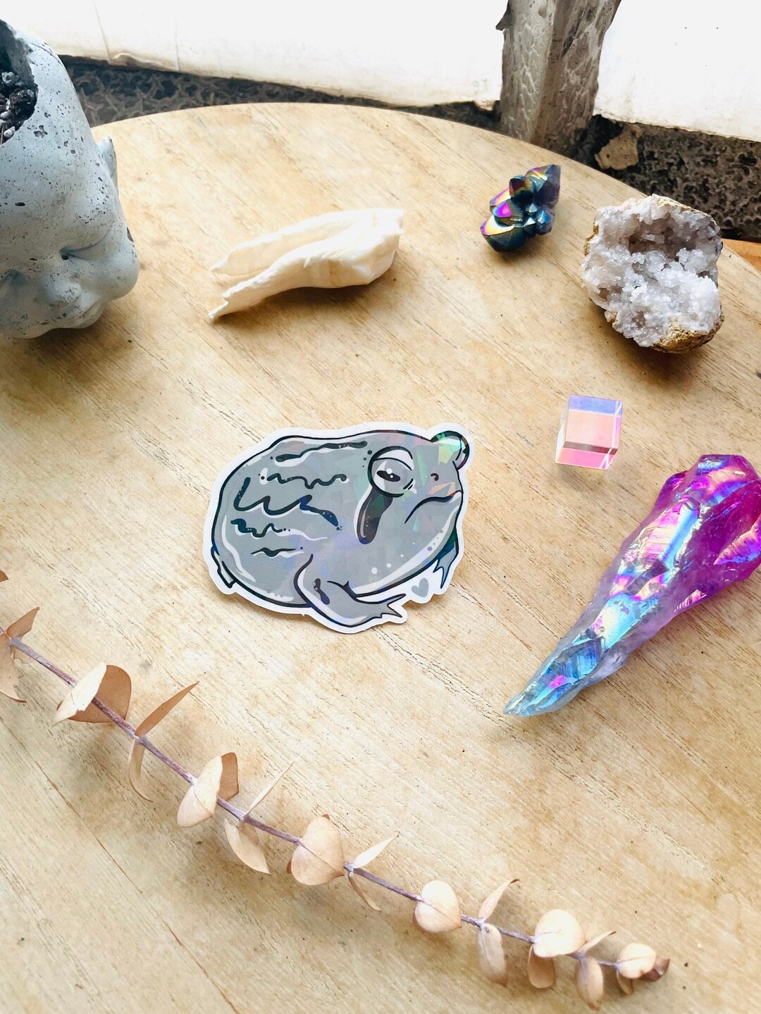 Crackle Holo Cute Chubby Screaming Frog Vinyl Sticker 2.75x2in ...