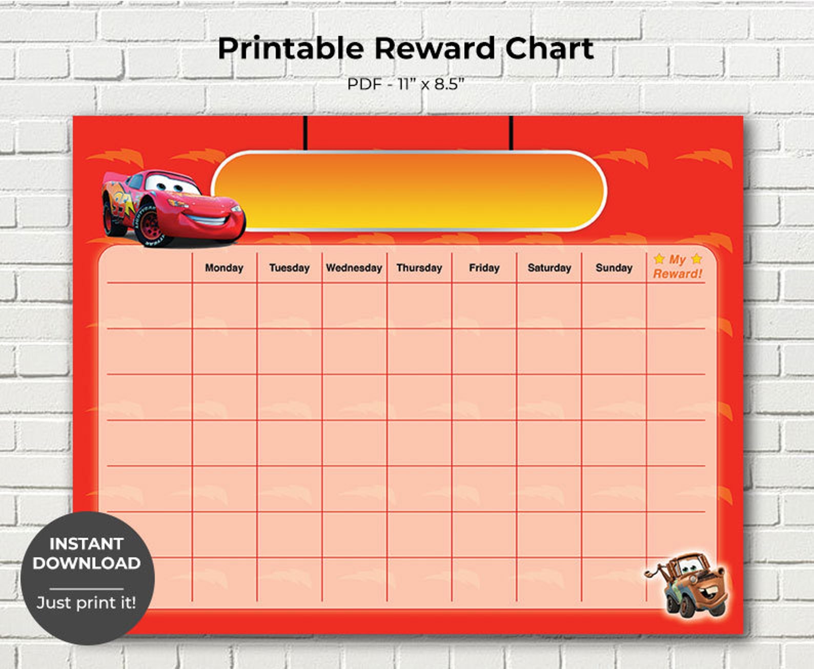 Printable Cars Reward Chart, Potty Training Chart, Children's Sticker ...