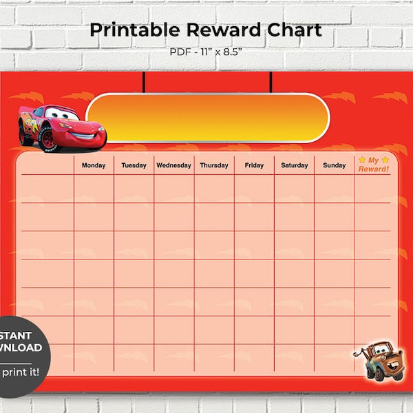 Lightning Mcqueen Chore Chart - Etsy