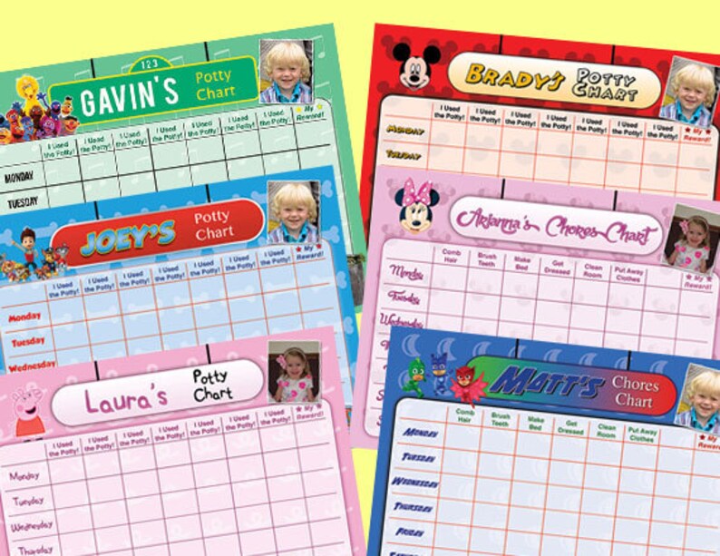 Potty Chart - Chores Chart - Potty Training Chart - Potty Reward Chart ...