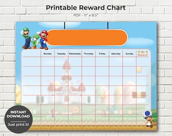 Super Mario Printable Reward Chart, Potty Training Chart, Digital ...