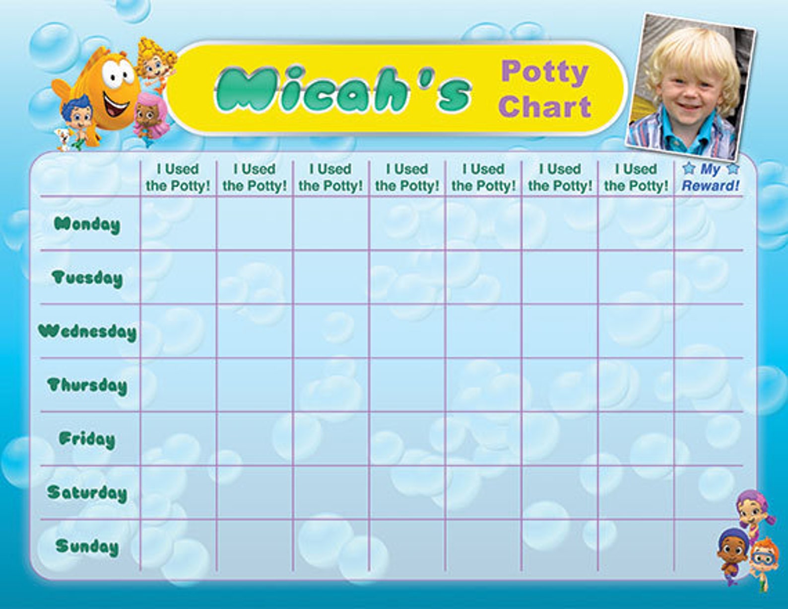 Bubble Guppies Potty Chart Potty Training Chart Potty Reward Chart ...