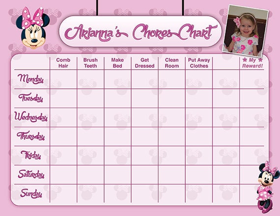 Minnie Mouse Pink Potty Chart - Potty Training Chart - Potty Reward ...