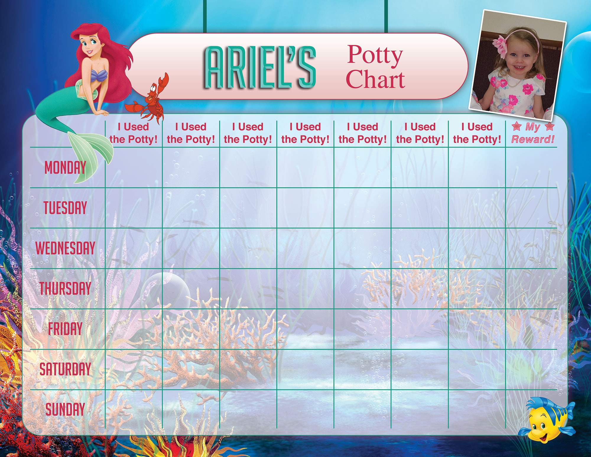 Little Mermaid Ariel Potty Chart Potty Training Chart Potty Reward ...