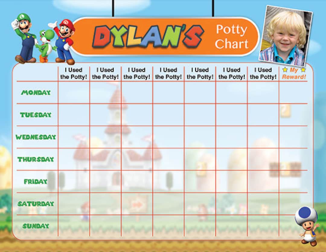 Super Mario Brothers Potty Chart Potty Training Chart Potty Reward ...
