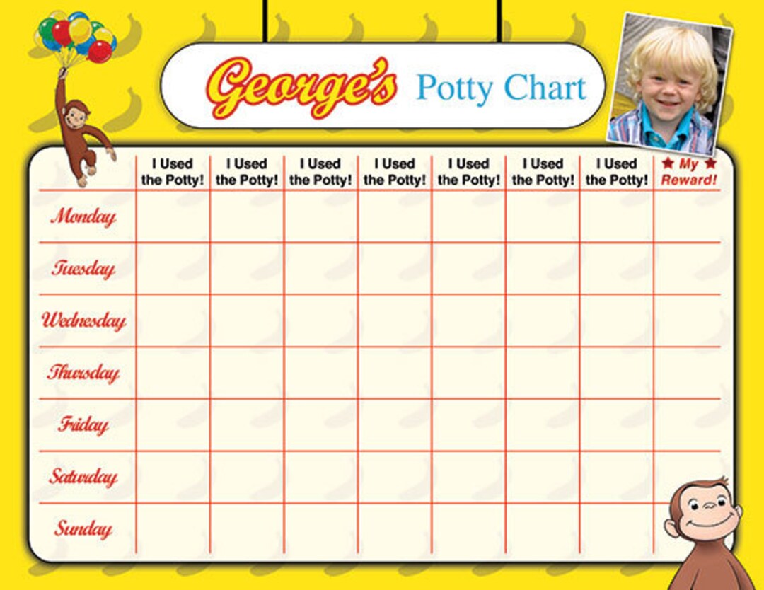 Curious George Potty Chart - Potty Training Chart - Potty Reward Chart ...