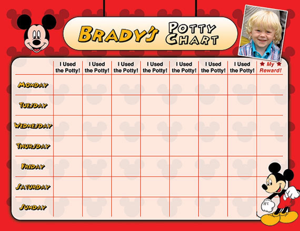 Mickey Mouse Potty Chart - Potty Training Chart - Potty Reward Chart ...