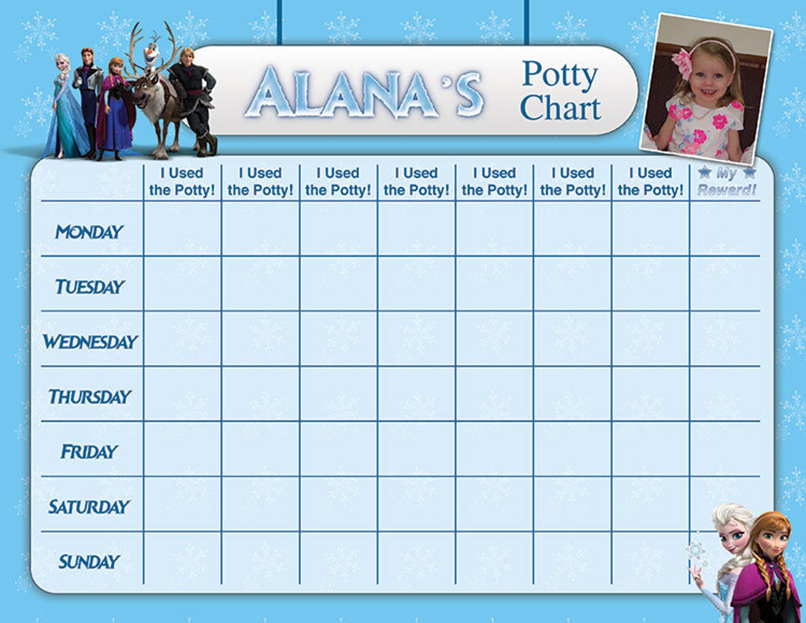 Frozen Potty Chart Potty Training Chart Potty Reward Chart Etsy