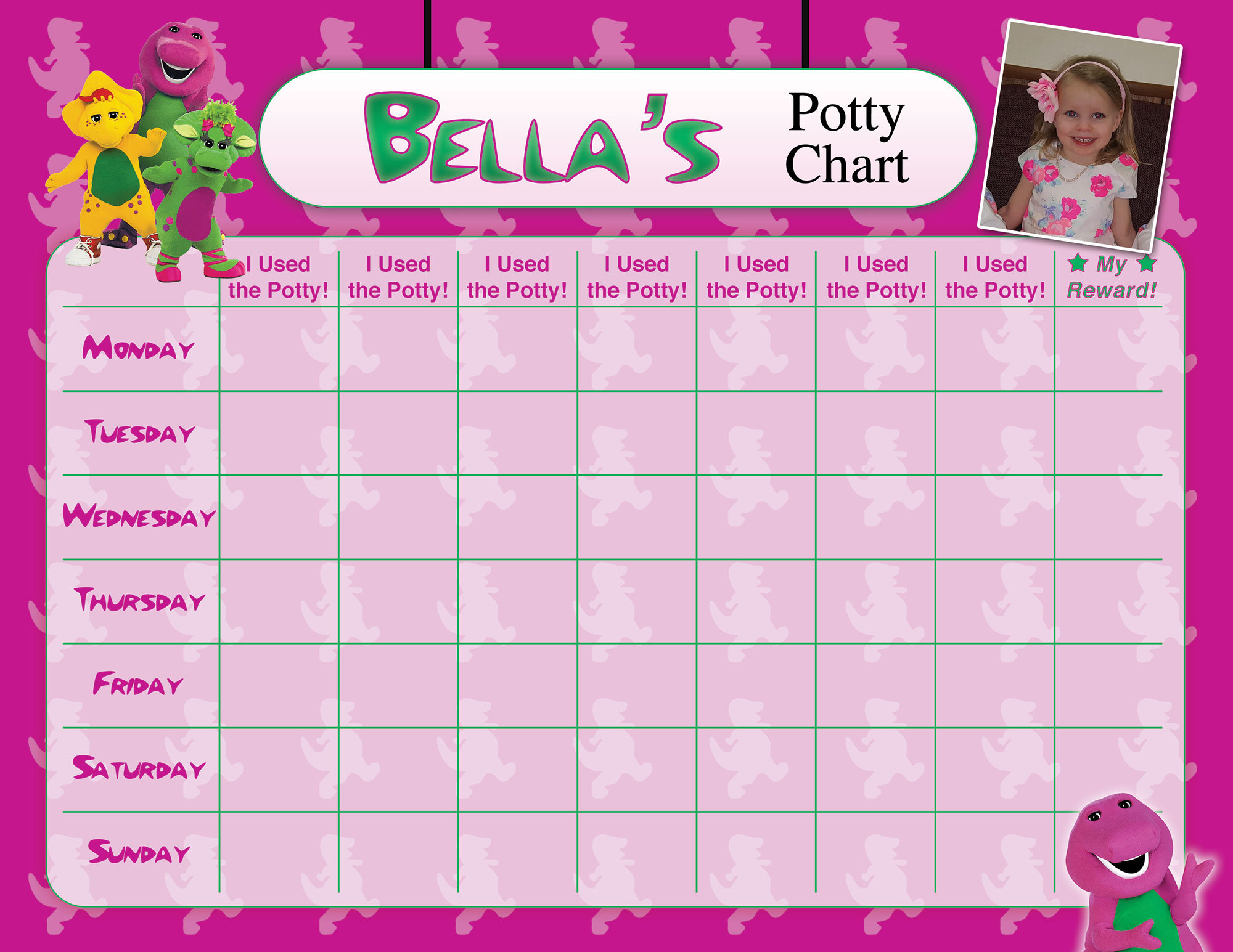 Barney Potty Chart Potty Training Chart Potty Reward Chart Potty ...