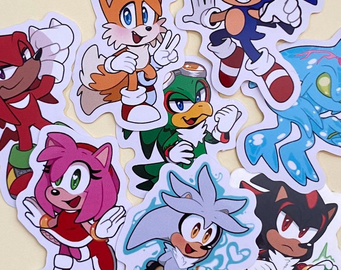 Sonic Character Stickers - Sonic, Tails, Knuckles, Amy Rose, Shadow ...