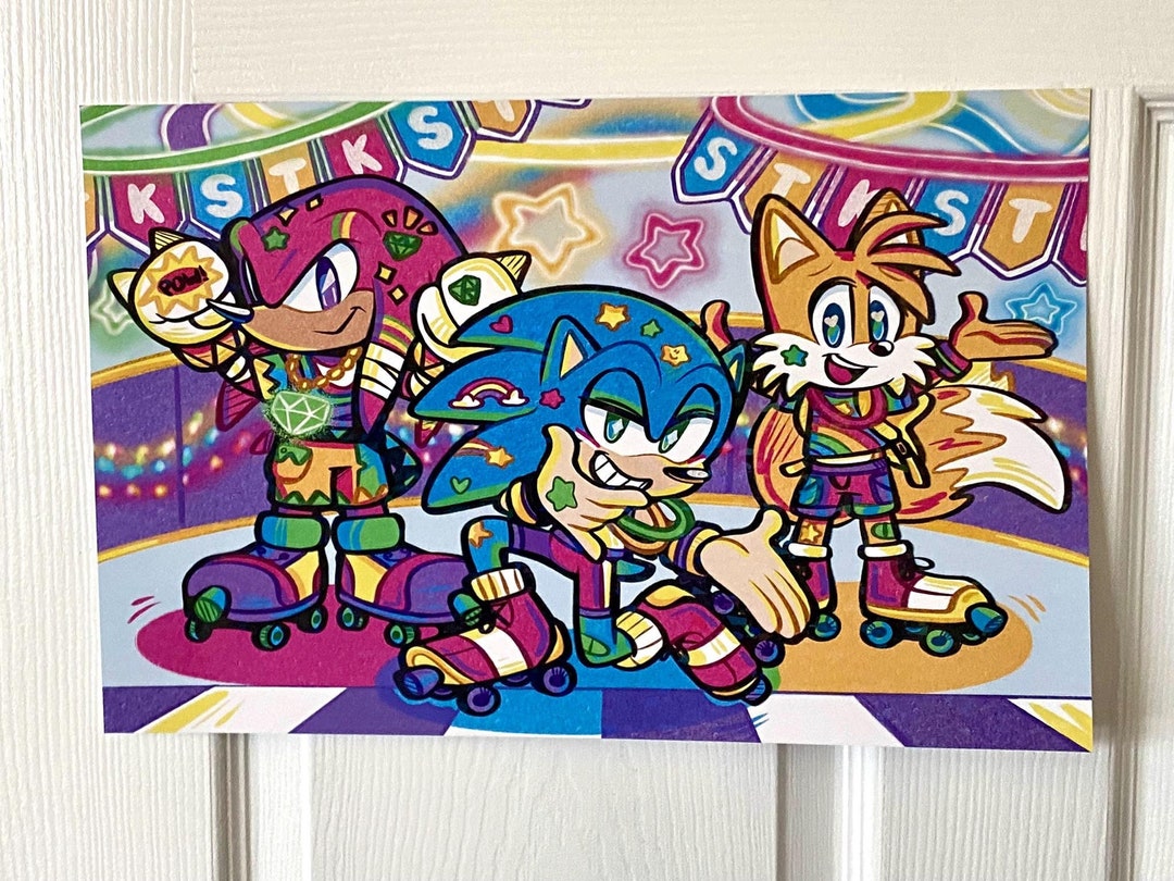Sonic, Tails, and Knuckles Roller Skating 11 X 17 Holographic Print - Etsy