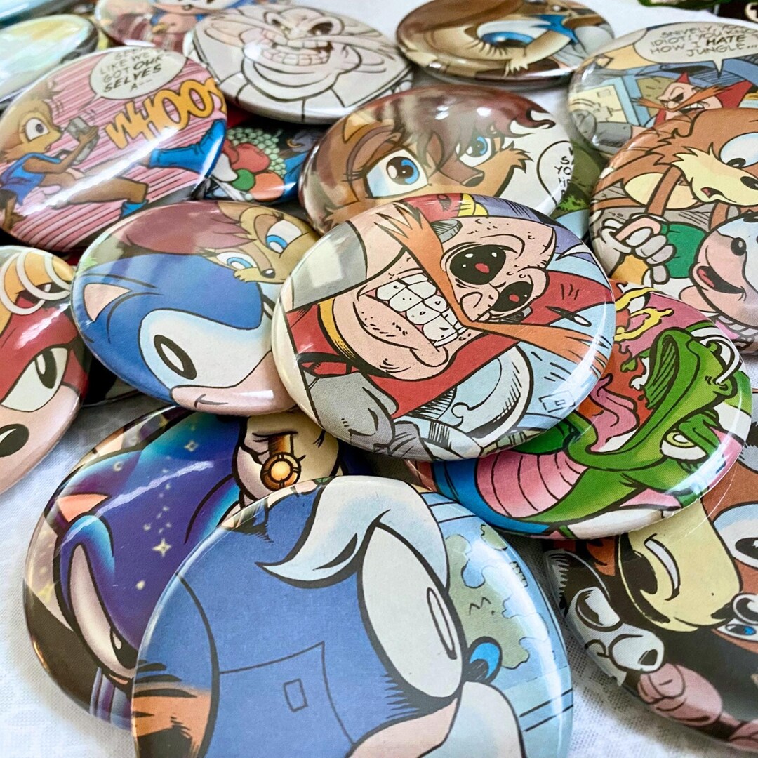 Upcycled Archie Sonic the Hedgehog Buttons - Etsy