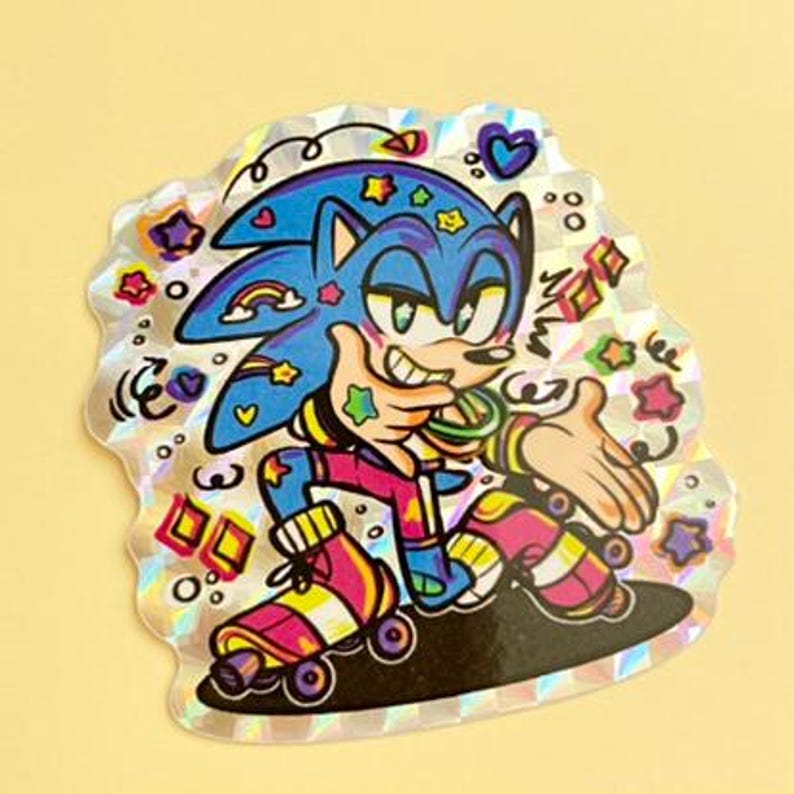 Sonic, Tails, and Knuckles Roller Skating Prismatic Stickers Pack - Etsy
