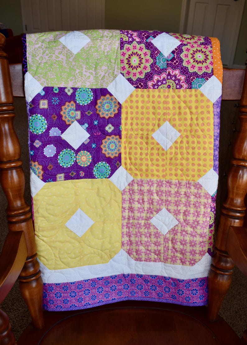 Scrappy Squares With Holes Design – LAP or BABY QUILT – Multicolored - Etsy