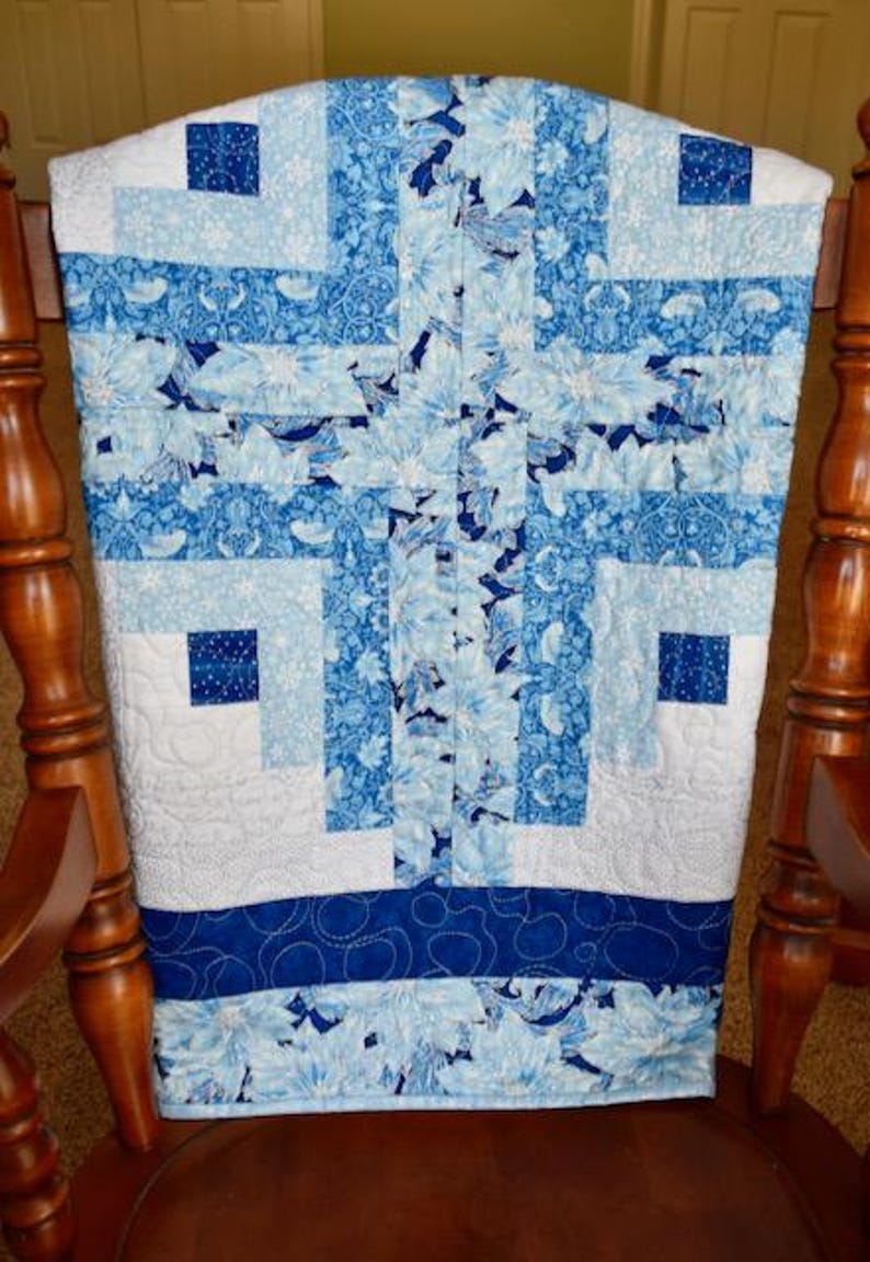 Log Cabin Snowflake Design – LAP QUILT – Blue & White - Etsy