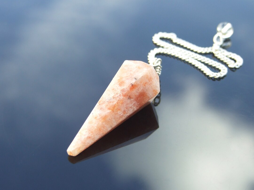 Sunstone Pendulum Natural Gemstone Point Dowsing Scrying Divination Crystal Dowser Reiki Chakra ...