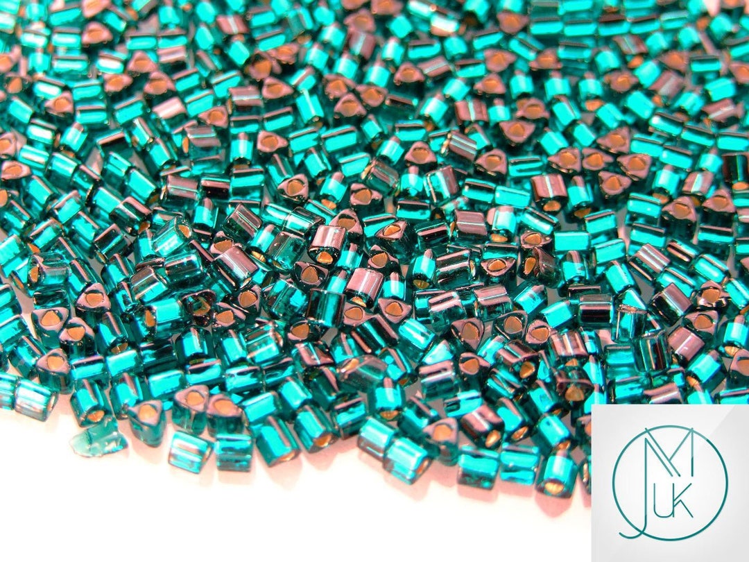 10g 27BD Silver Lined Teal Toho Triangle Seed Beads 8/0 3mm - Etsy