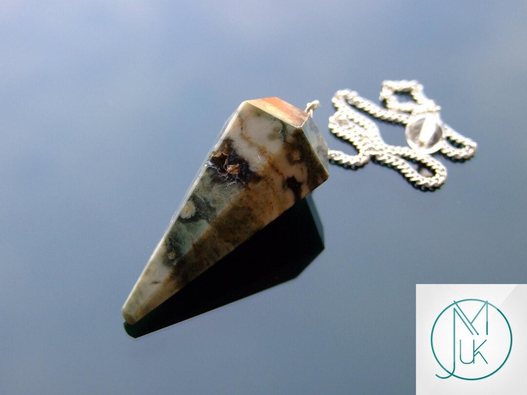 Ocean Jasper Pendulum Natural Gemstone Point Dowsing Scrying Divination ...