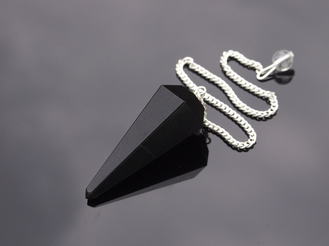 Black Agate Pendulum Natural Gemstone Point Dowsing Scrying Divination ...