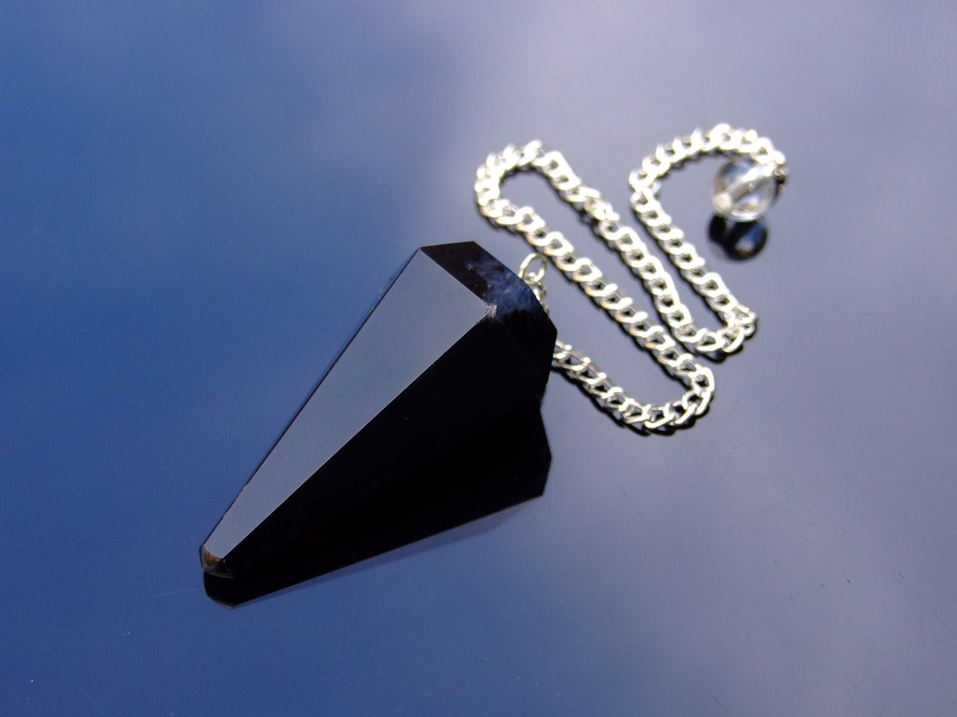 Black Onyx Pendulum Natural Gemstone Point Dowsing Scrying Divination ...
