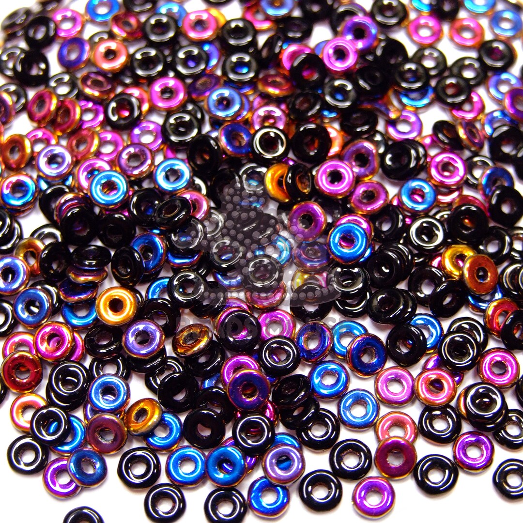 5g O Beads 3.8x1mm Jet Sliperit O-ring High Quality Czech Pressed Beads ...
