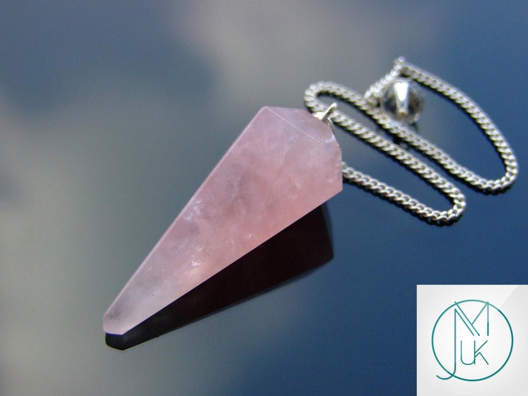 Rose Quartz Pendulum Natural Gemstone Point Dowsing Scrying Divination ...